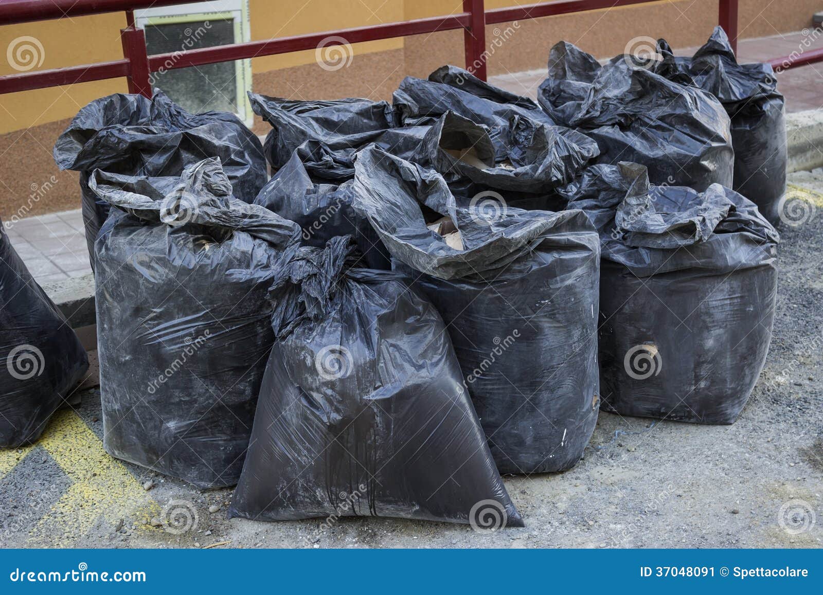 Construction Waste in Builders Waste Bags Stock Image - Image of ...