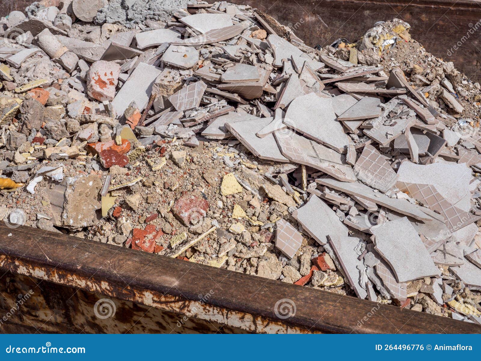 Construction Waste in a Container Stock Photo - Image of industrial ...