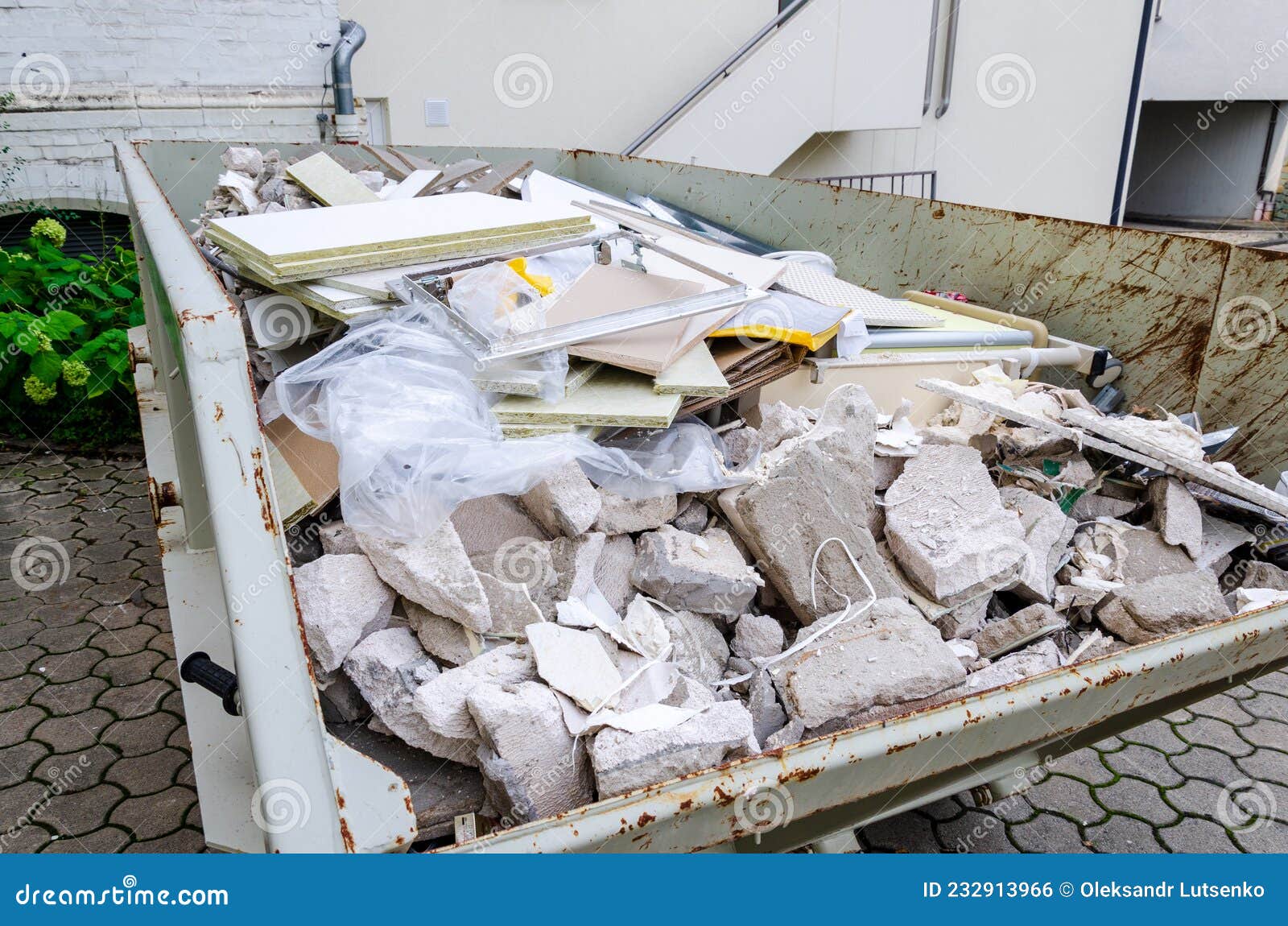 Construction Waste Container Full of Construction Waste Stock Photo ...