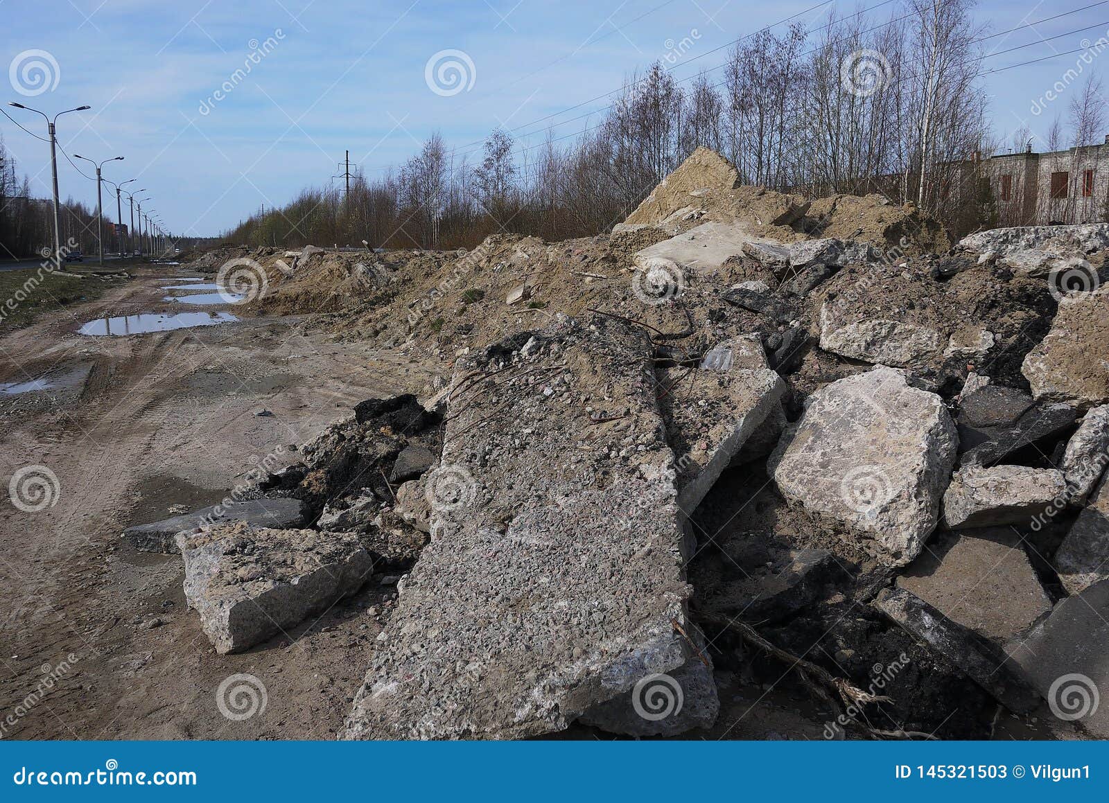 Details Of Garbage Dump. Heavy Duty Excavator Digging And Loading Urban ...