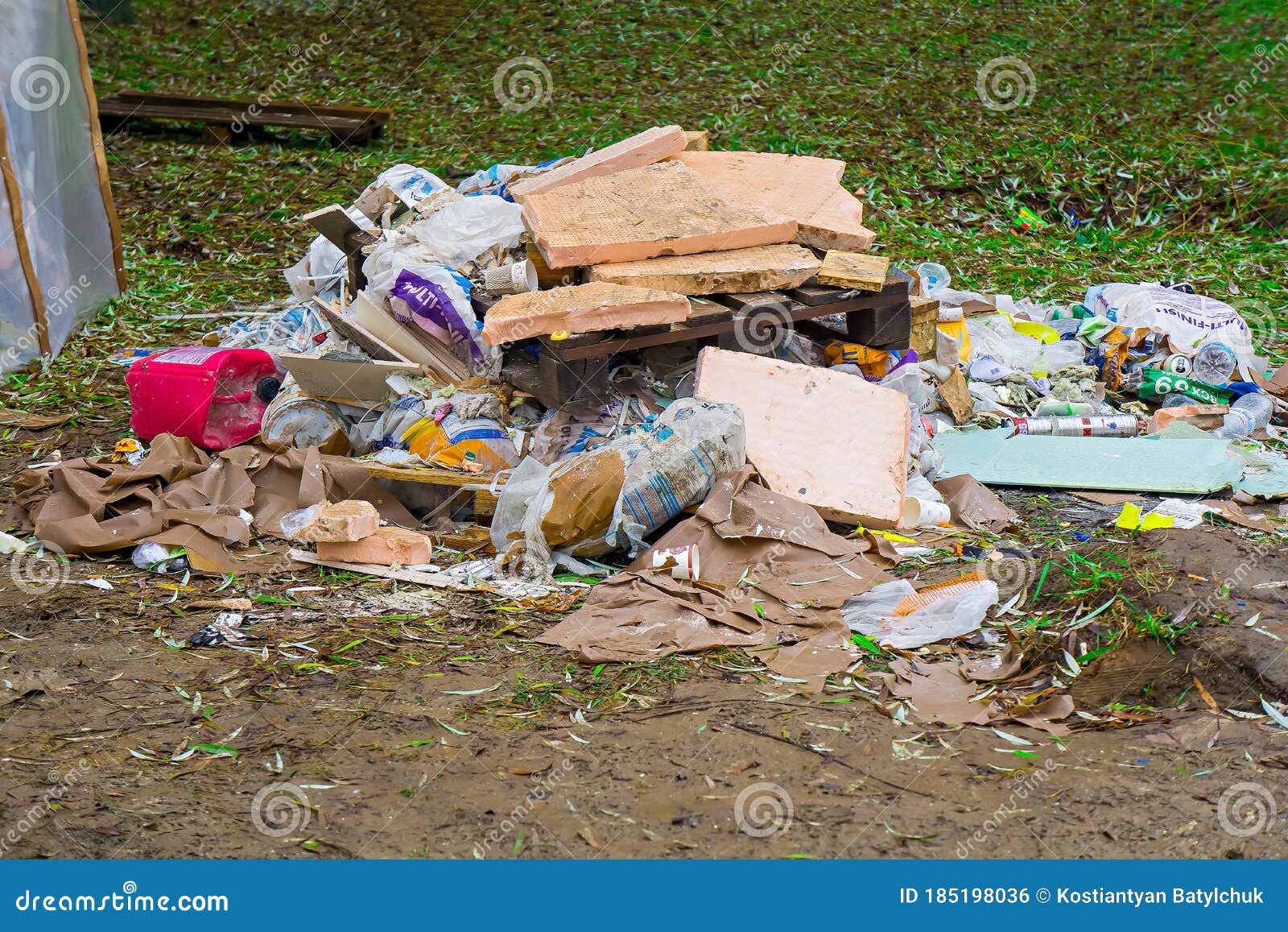 Construction Waste Lies on the Grass Editorial Photo - Image of ...