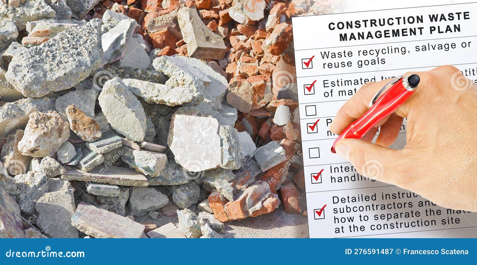 Construction Waste Management Plan - Concept with Concrete and Brick ...