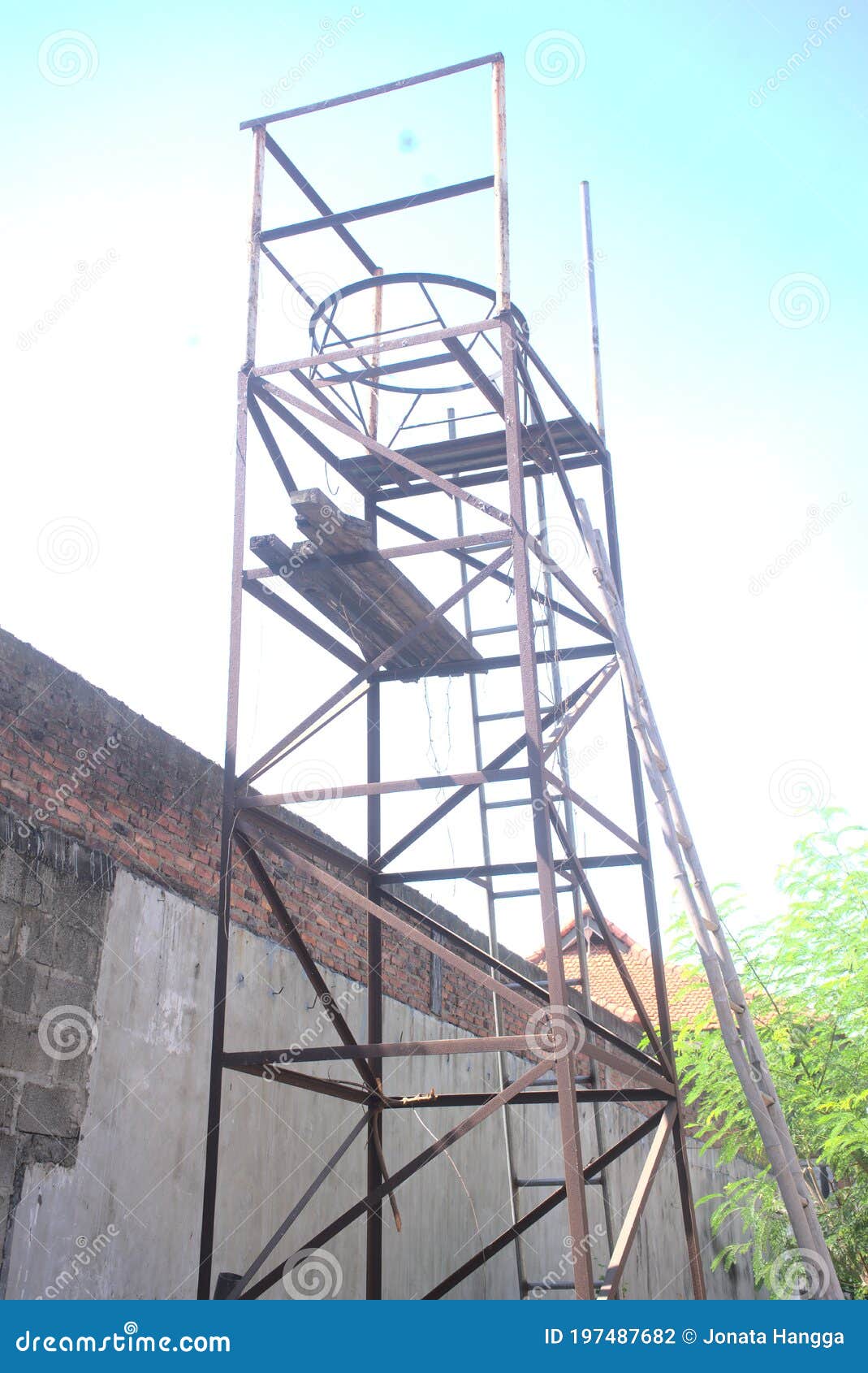 Construction Water Tank Tower Frame Stock Photo - Image of used, tower ...