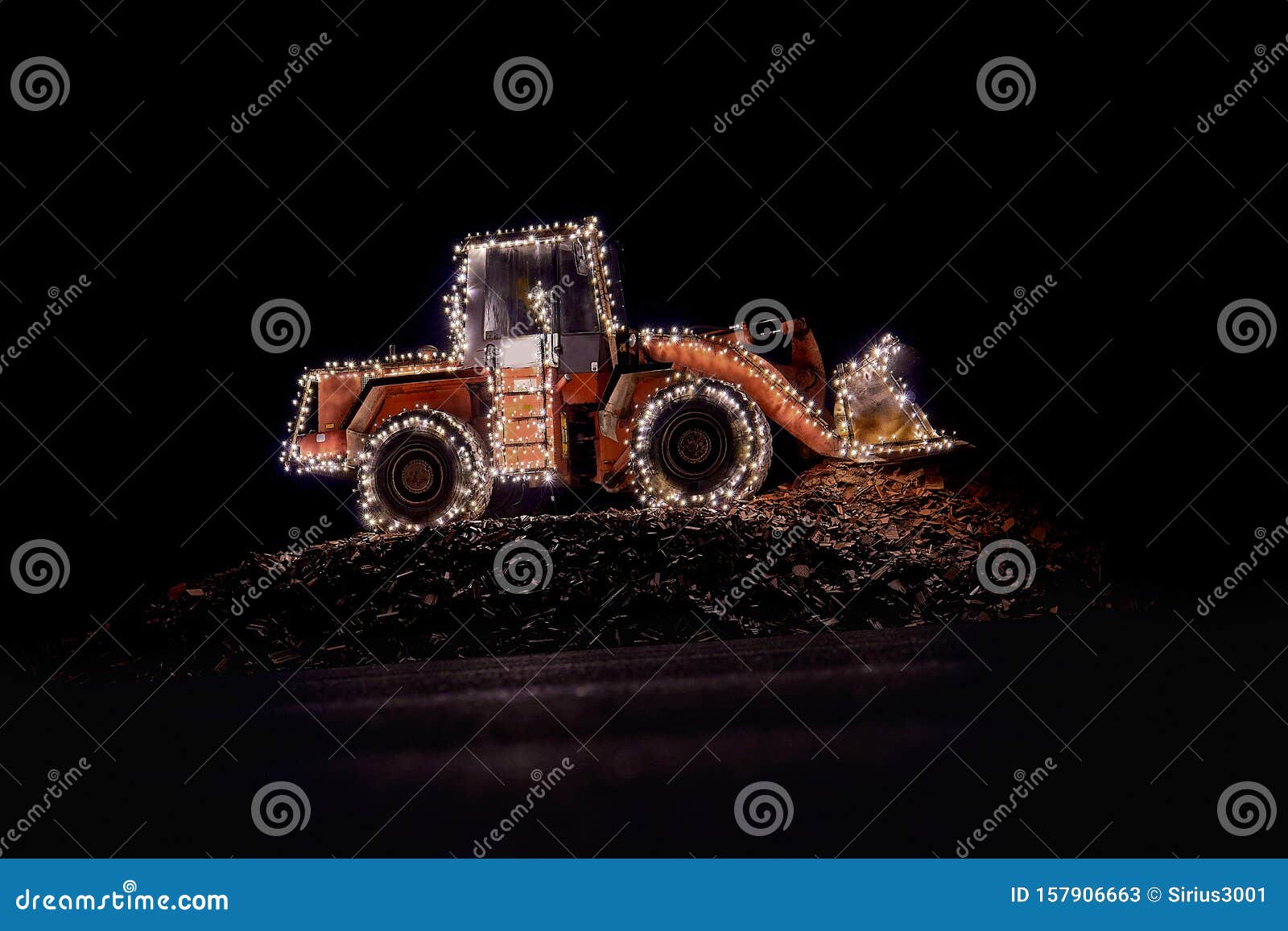 Wheel Loader Decorated with Lights at Christmas Stock Image - Image of ...