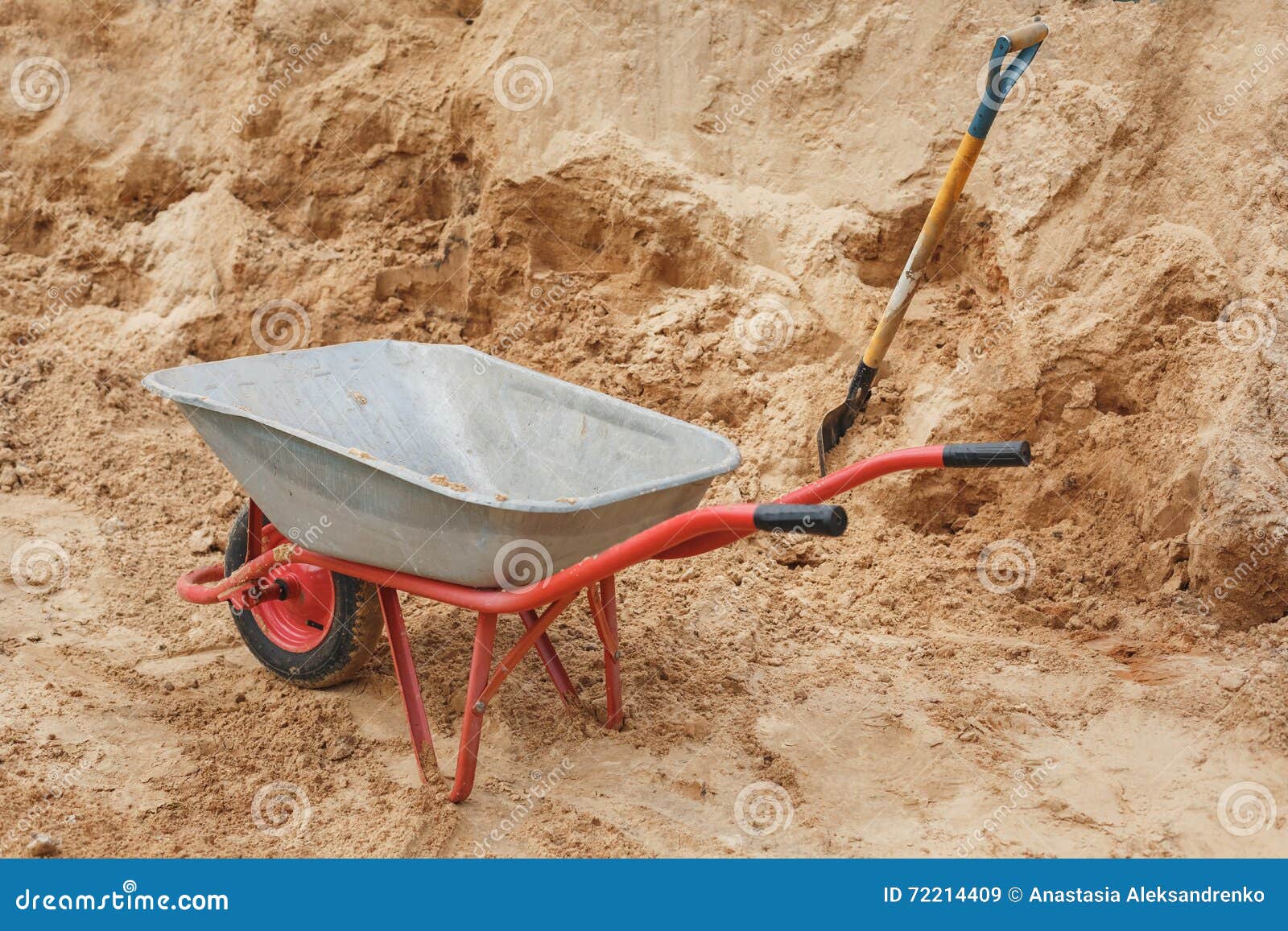 Construction Wheelbarrow Filled with Sand a Shovel Stock Image - Image ...