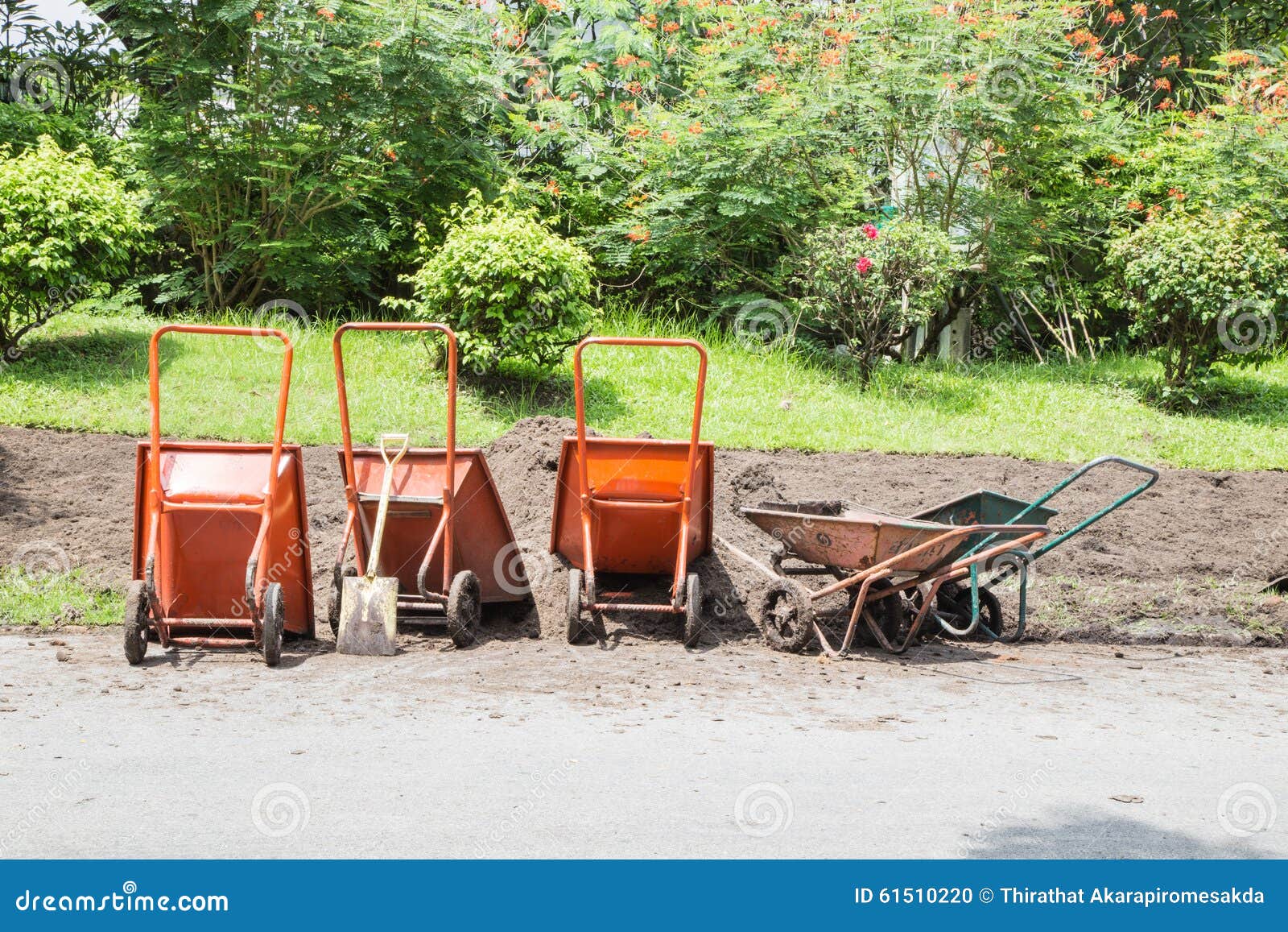 Construction wheelbarrow stock photo. Image of manual - 61510220