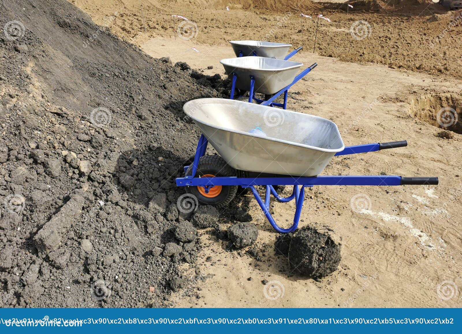 Construction Wheelbarrow, Construction Works, Transportation of Soil on ...
