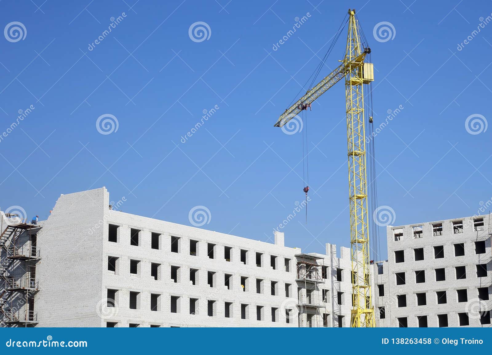 Construction of a White Brick Residential Building Stock Photo - Image ...