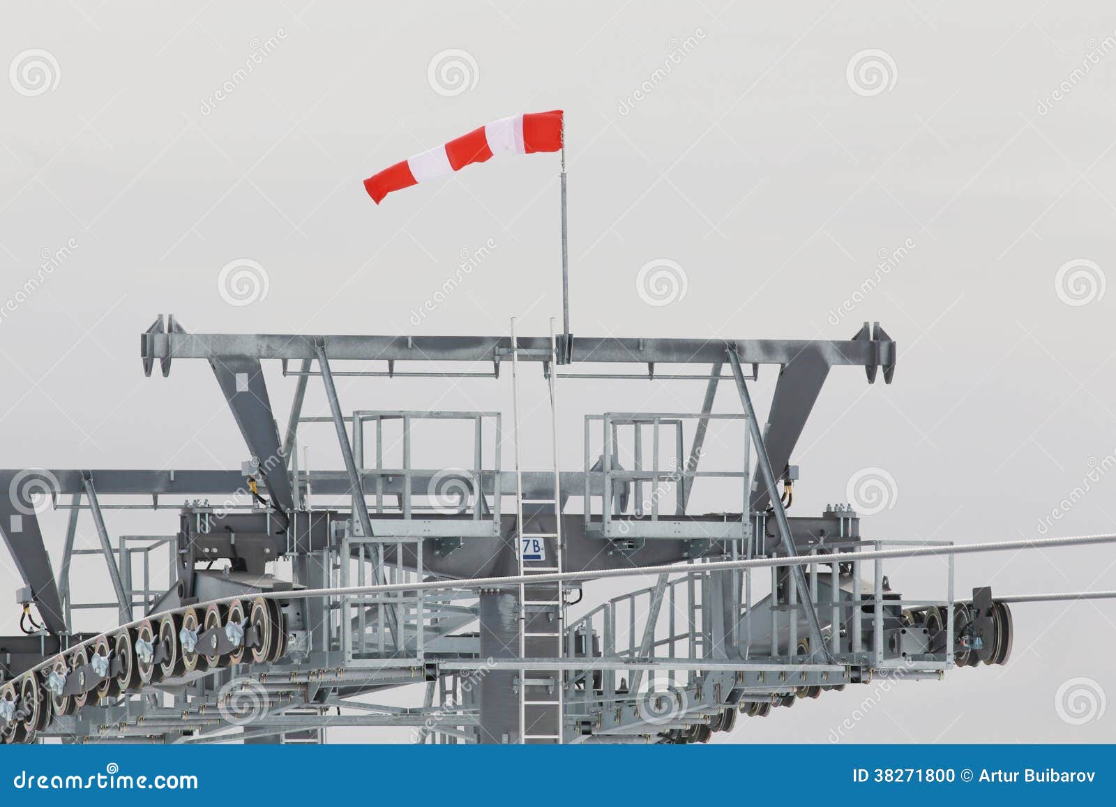 Construction with Wind Indicator for Cable Car Stock Photo - Image of ...
