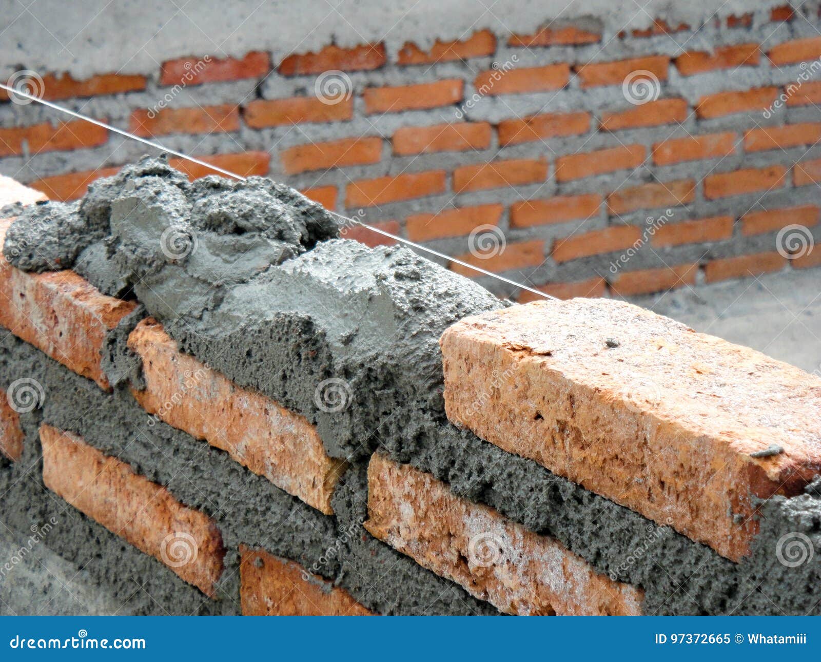 Construction Wire Level of Brick Layer Stock Image - Image of bricks ...