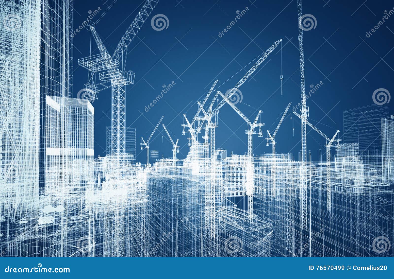Construction Wireframe Concept Stock Illustration - Illustration of ...