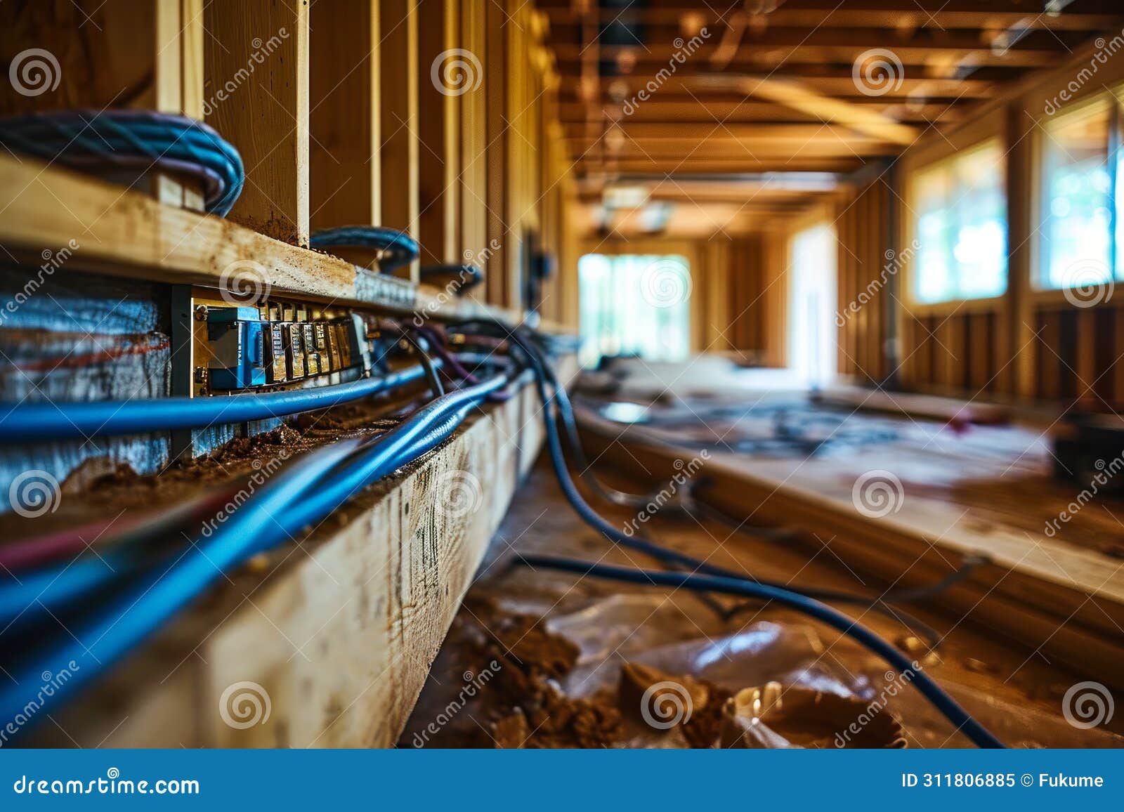Construction Wiring and Electrical Panel. Stock Image - Image of ...