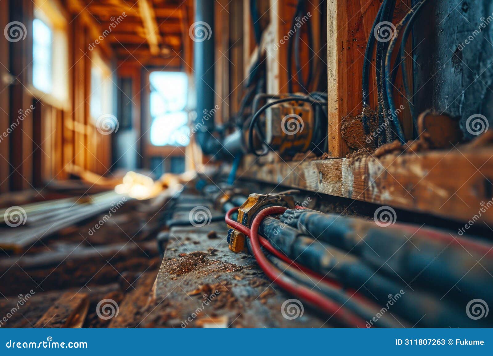 Construction Wiring and Electrical Panel. Stock Image - Image of ...
