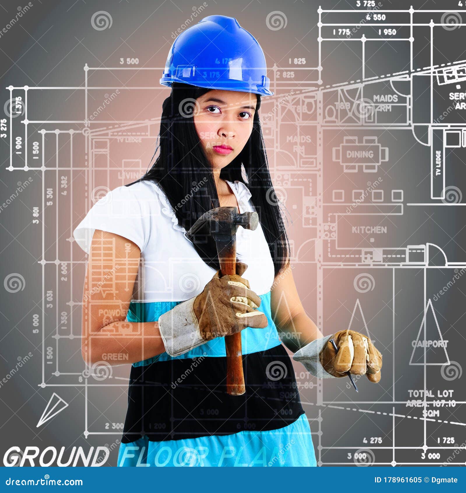 Construction Woman with Tools Stock Image - Image of labor, concept ...