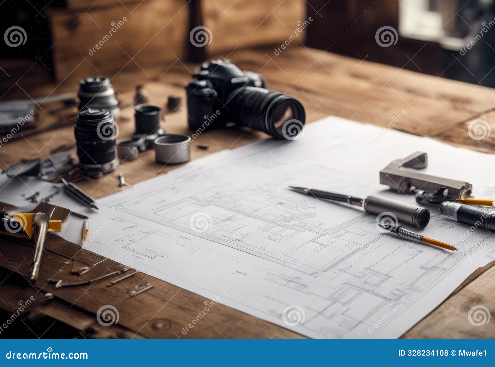 Construction Wooden Blank Engineering Space Desk White Copy Project ...