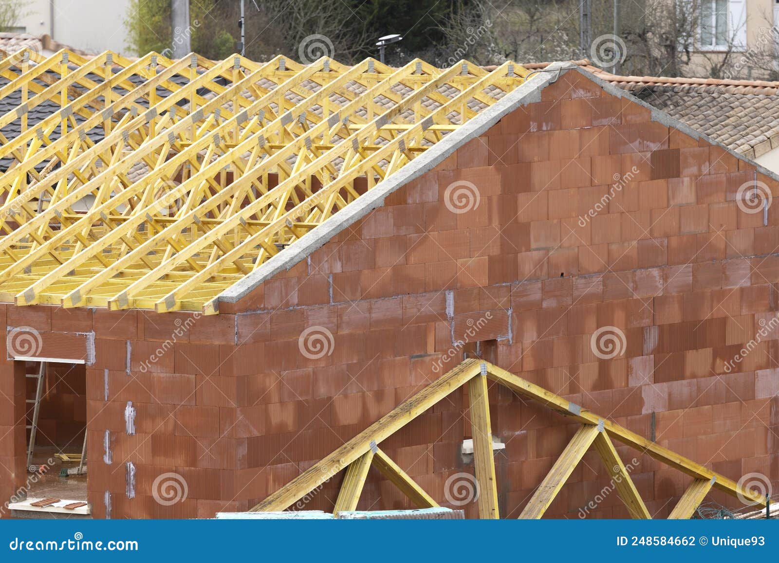 Construction of a Wooden Frame Stock Photo - Image of pavilion, brick ...
