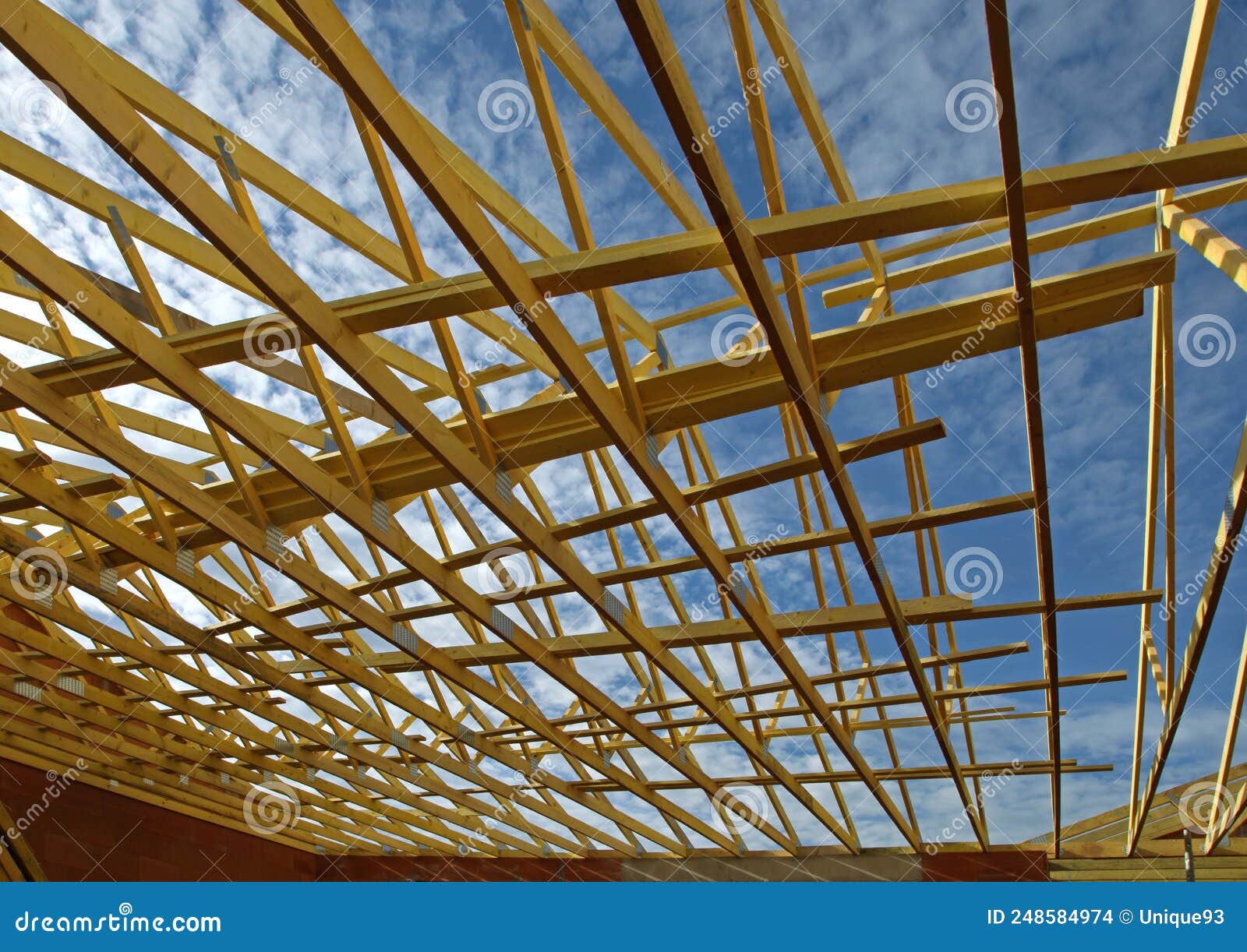 Construction of a Wooden Frame for a House Stock Photo - Image of ...