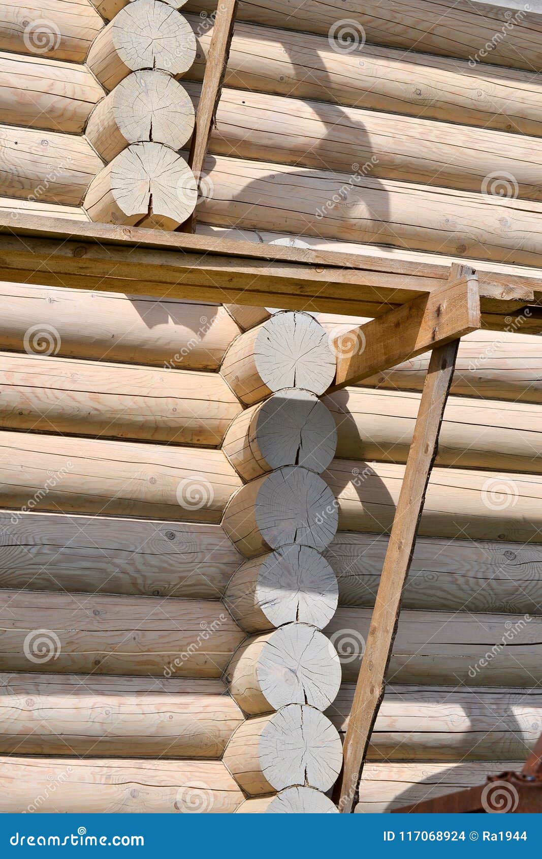 Construction of a Wooden House Made of Logs. Ecological House. Stock ...