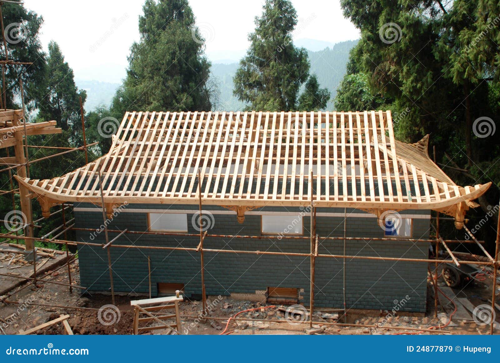 Construction Wooden Houses in China Stock Image - Image of ancient ...