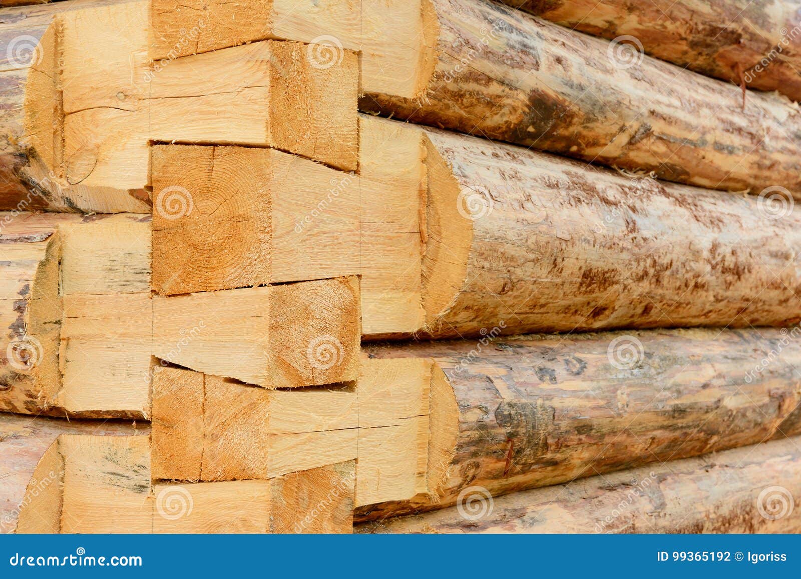 Construction of a Wooden Log House Stock Photo - Image of closeup ...