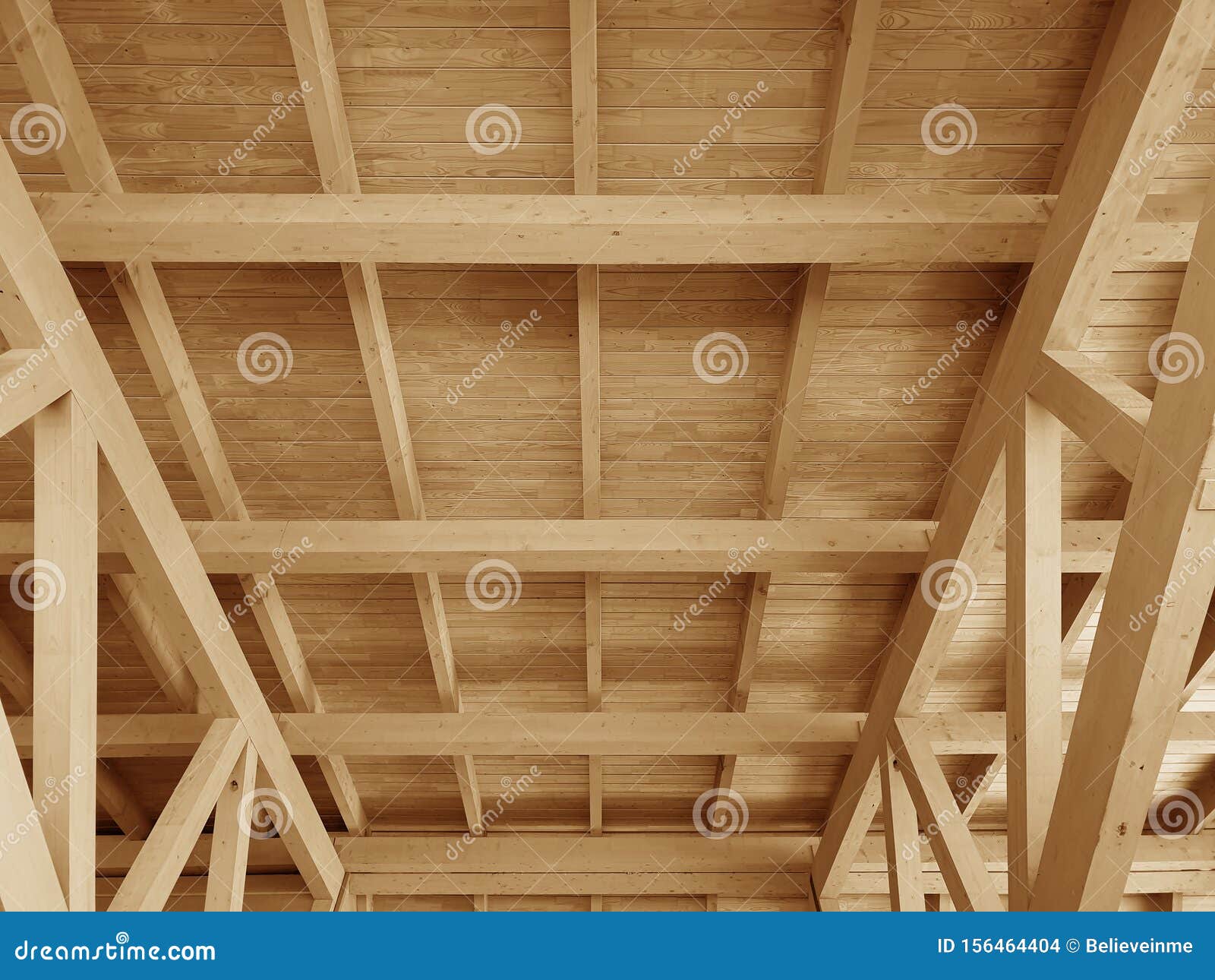 The Construction of a Wooden Roof. Stock Photo - Image of architecture ...