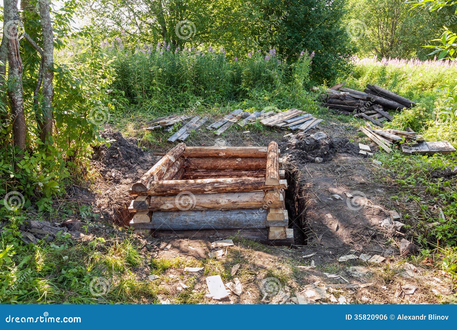 Construction of Wooden Water Well Stock Photo - Image of rural, built ...