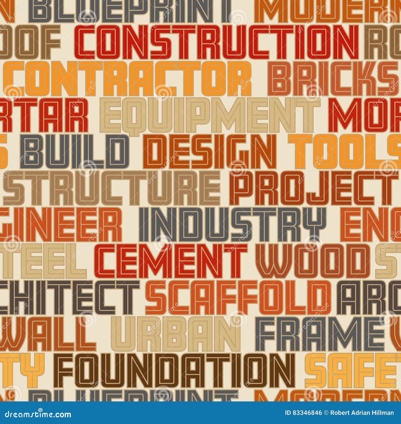 Construction Words Seamless Tile Stock Vector - Illustration of ...