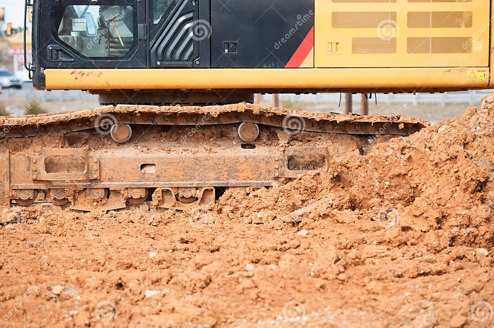 Construction Work Area with Heavy Equipment Stock Photo - Image of ...