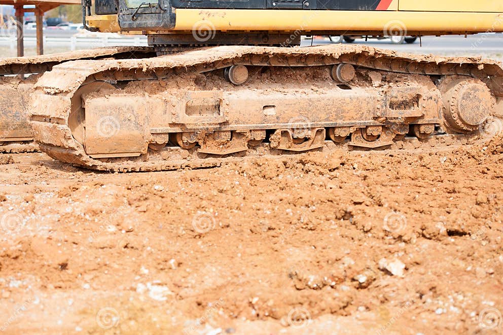 Construction Work Area with Heavy Equipment Stock Photo - Image of ...