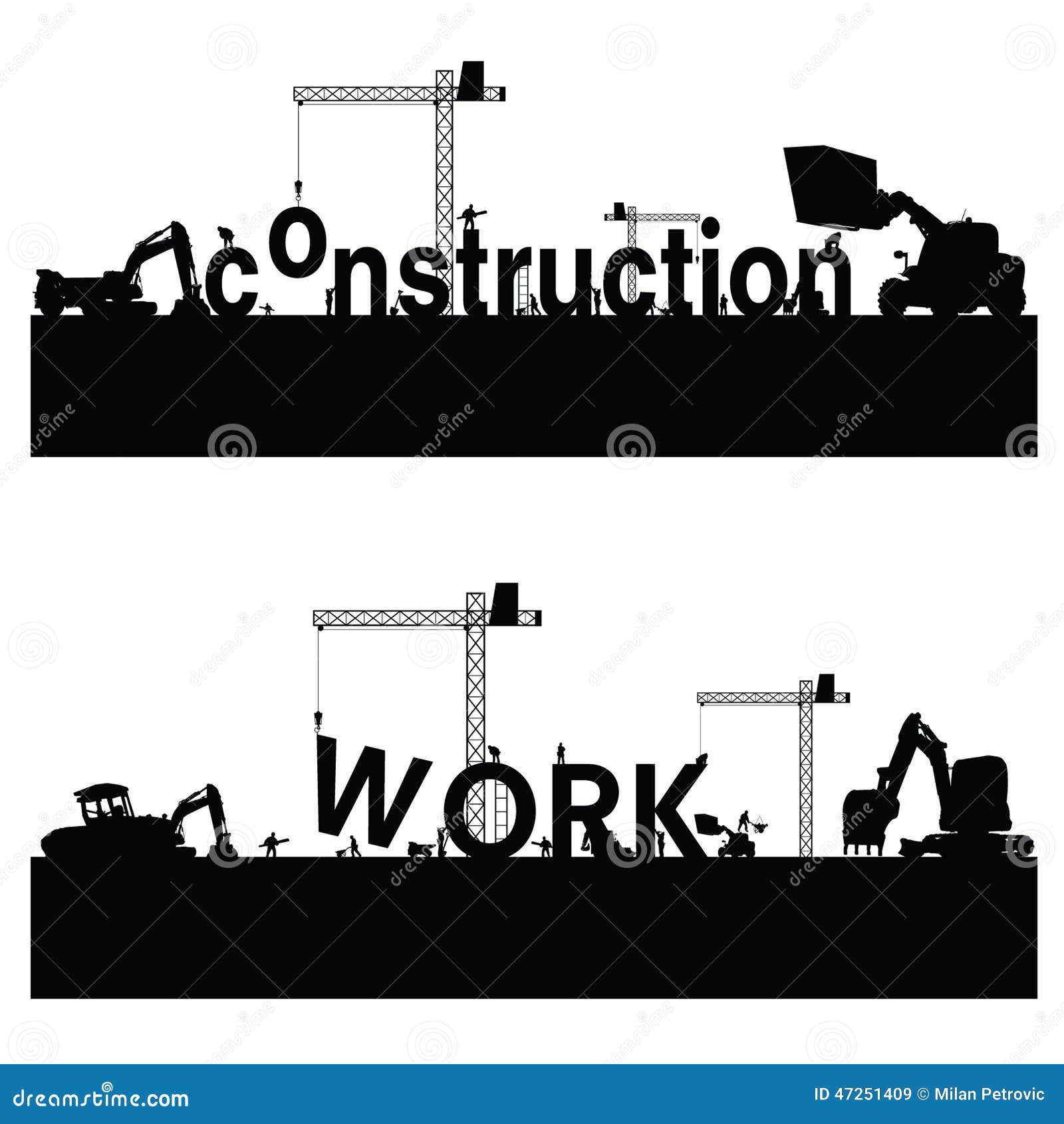 Construction Work Black Art Vector Stock Vector - Illustration of ...