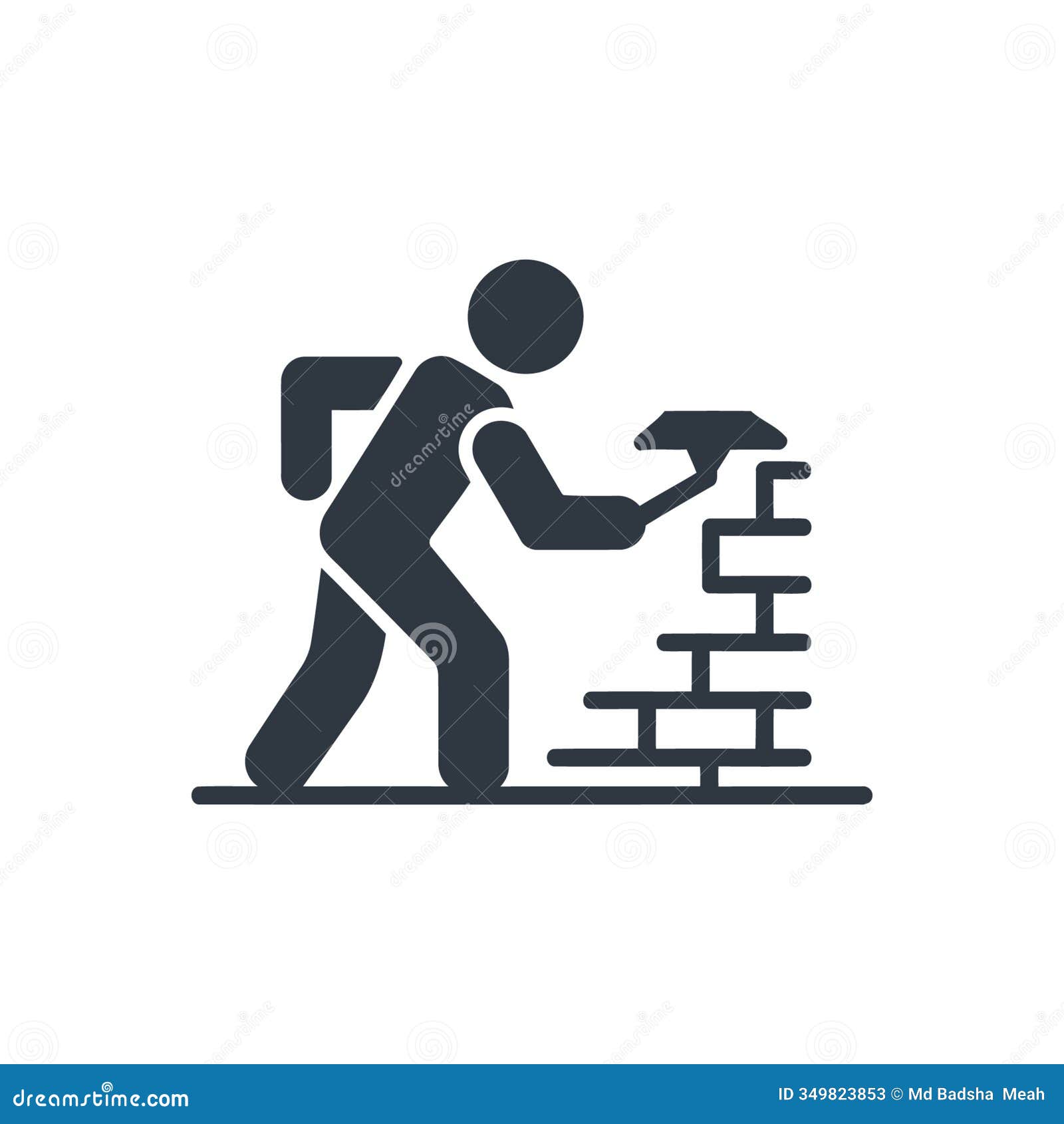 Construction Work Bricklaying Icon Stock Vector - Illustration of ...