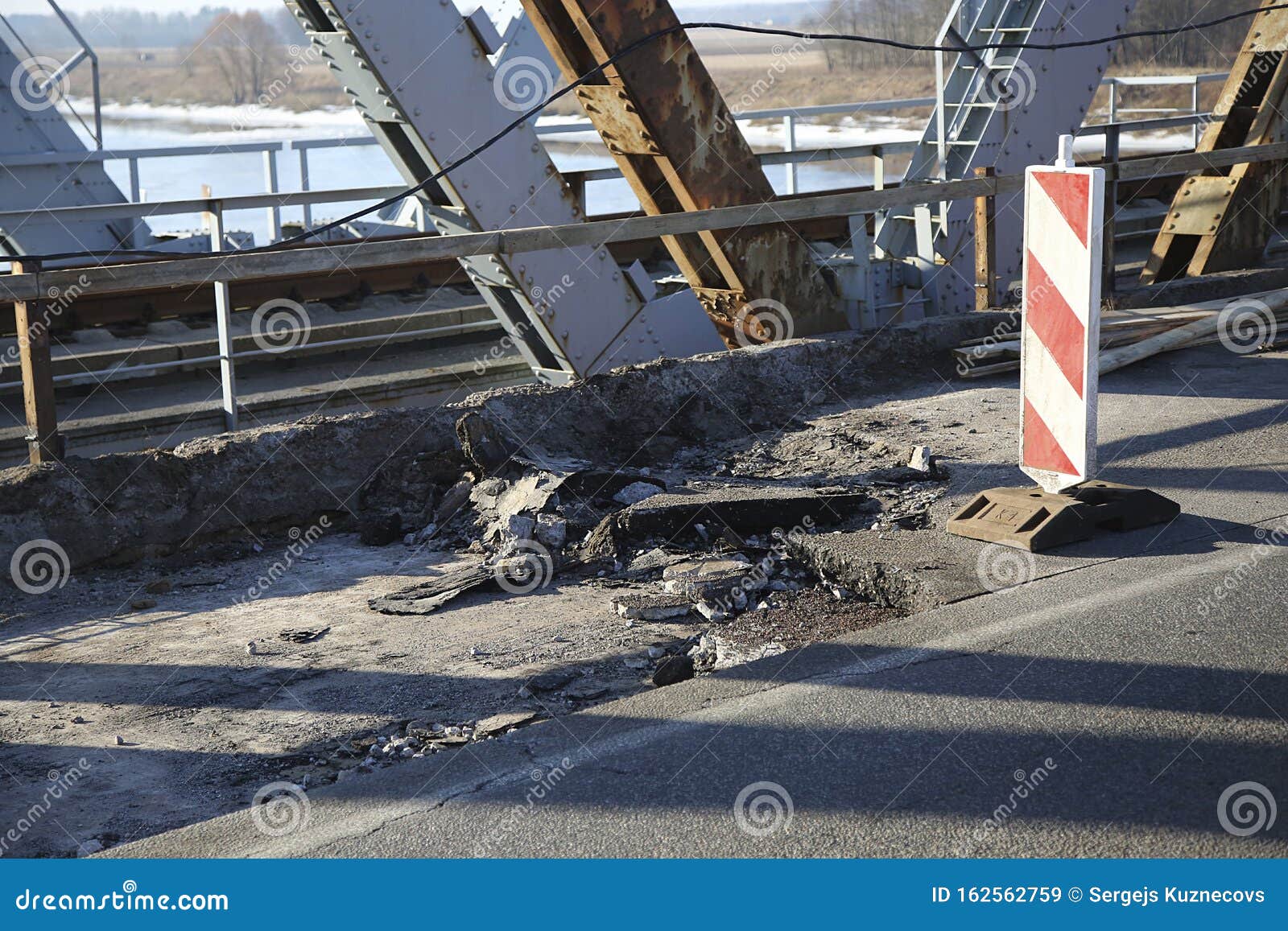 Construction Work on the Bridge Stock Image - Image of road ...
