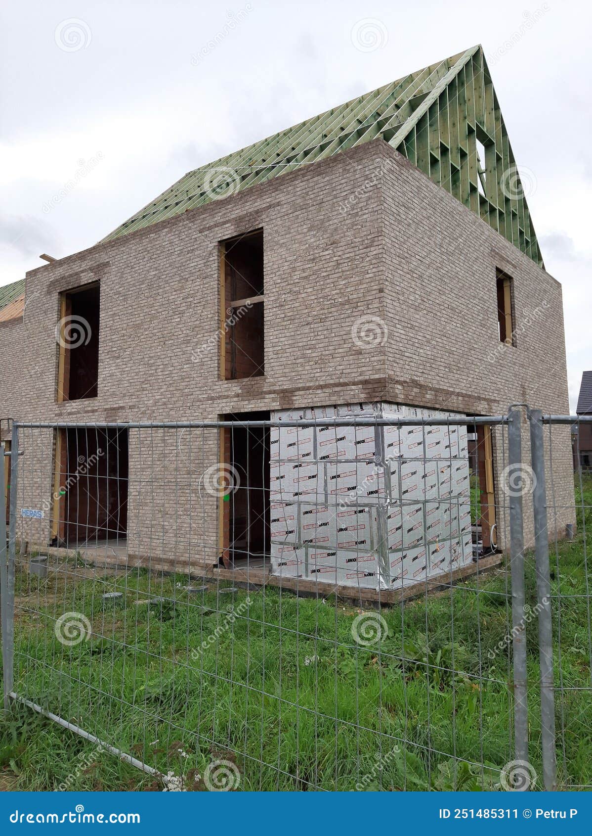 Construction Work Building a House Stock Image - Image of exterior ...