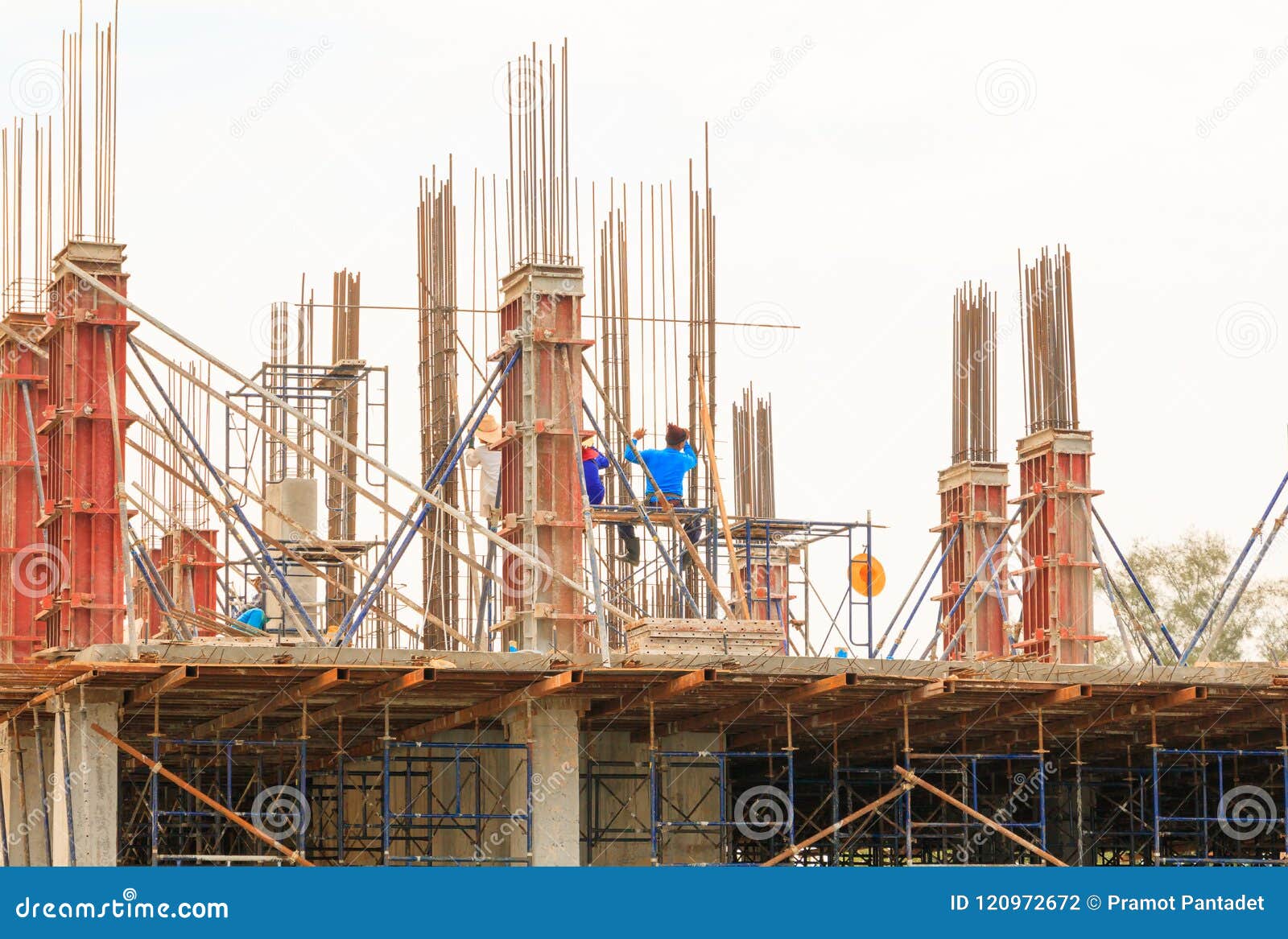 Construction Work in Building Site Workplace with Copy Space Editorial ...