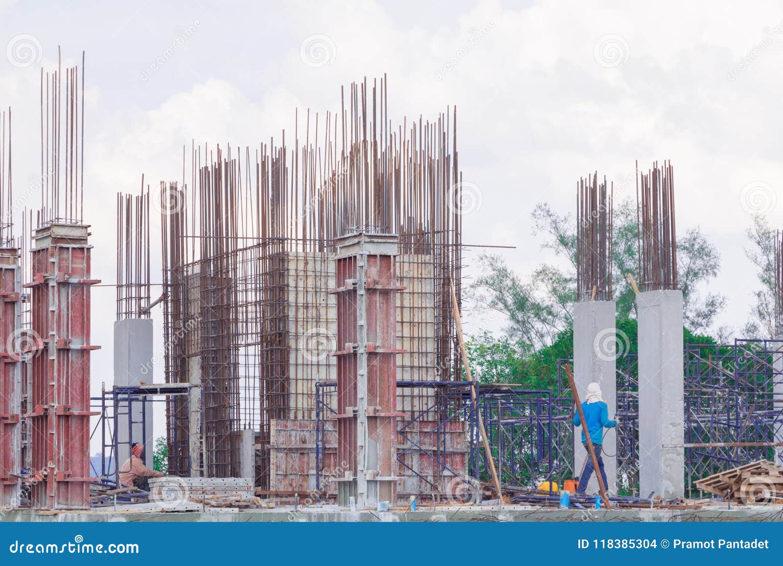 Construction Work in Building Site Workplace with Worker with Copy ...