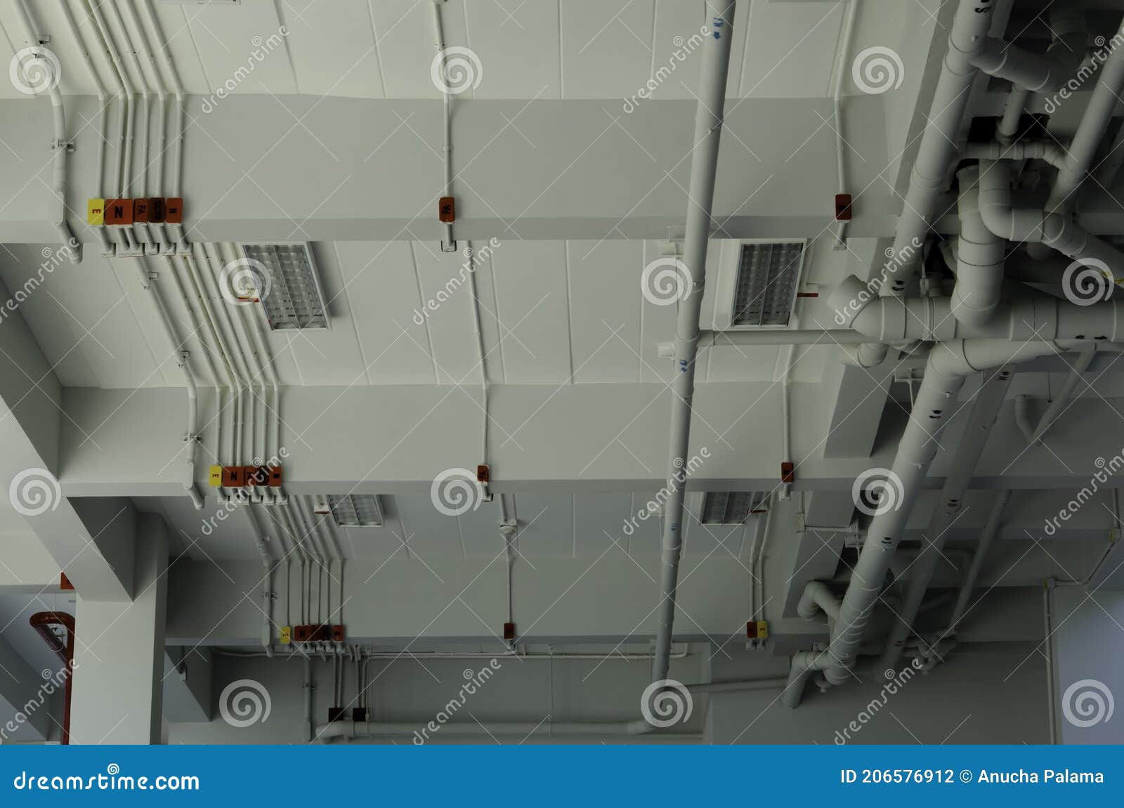 Construction Work. Electrical Conduits System and Water Pipe System ...