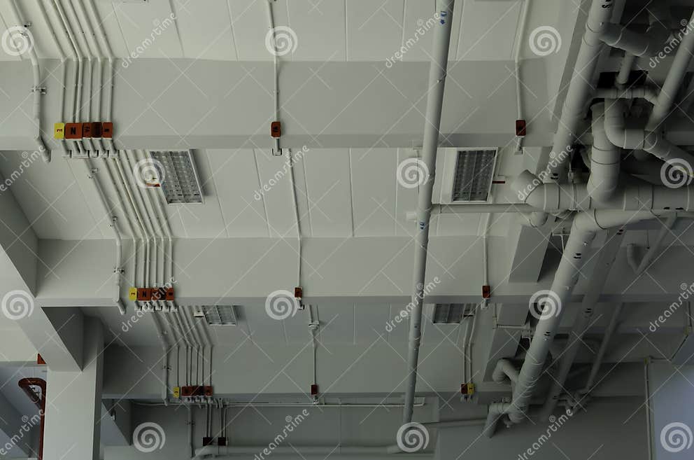 Construction Work. Electrical Conduits System and Water Pipe System ...