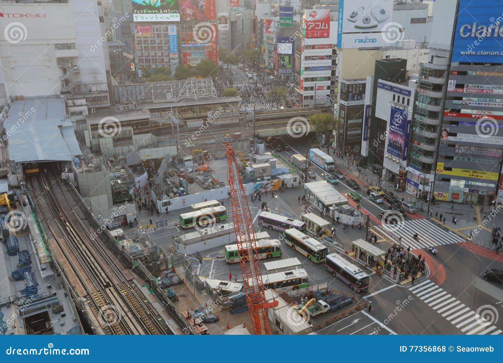 Famous Shibuya Crossing In Tokyo With Motion Blur From Cars And ...