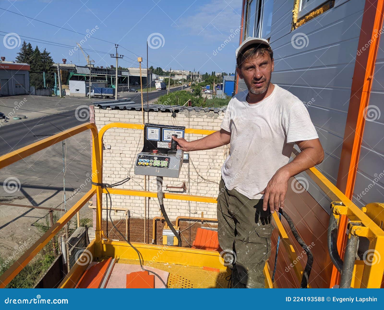 Construction Work, Fastening of the Facade and Roof Stock Photo - Image ...
