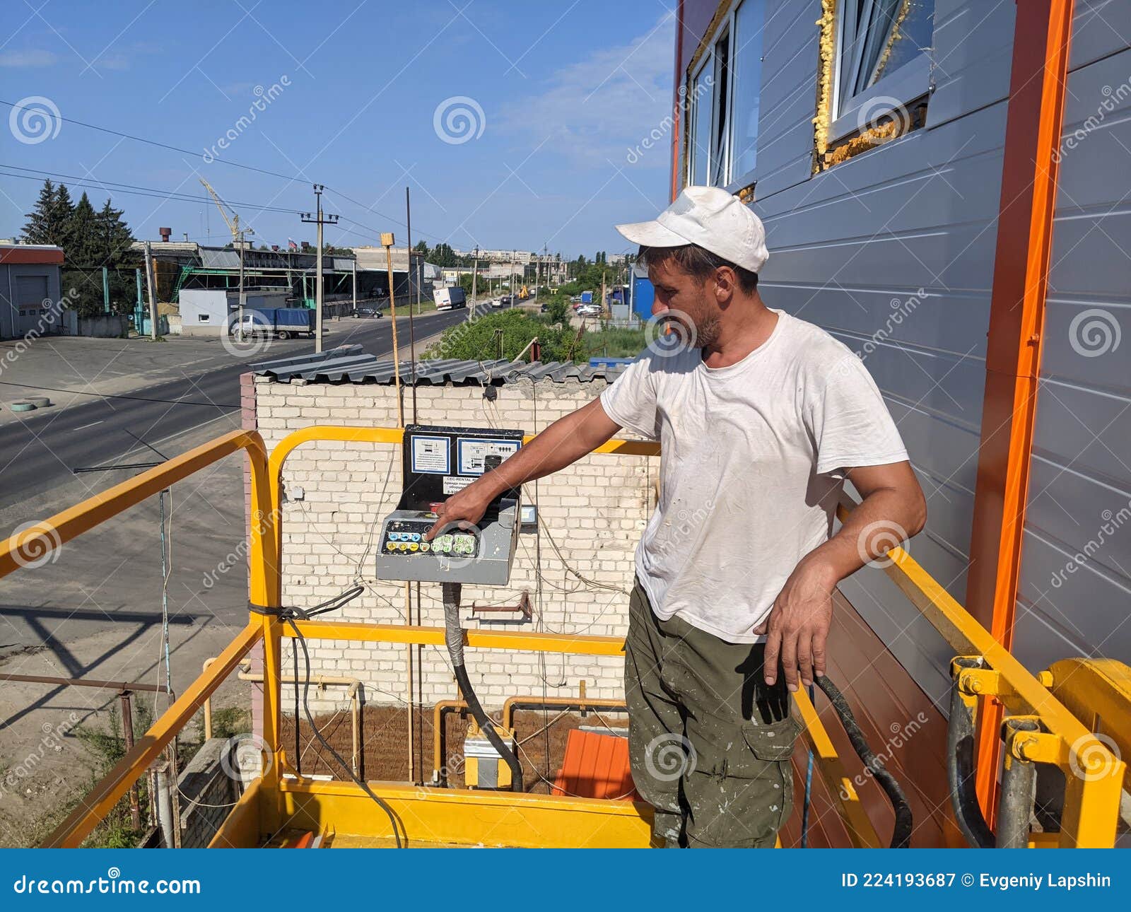 Construction Work, Fastening of the Facade and Roof Stock Image - Image ...