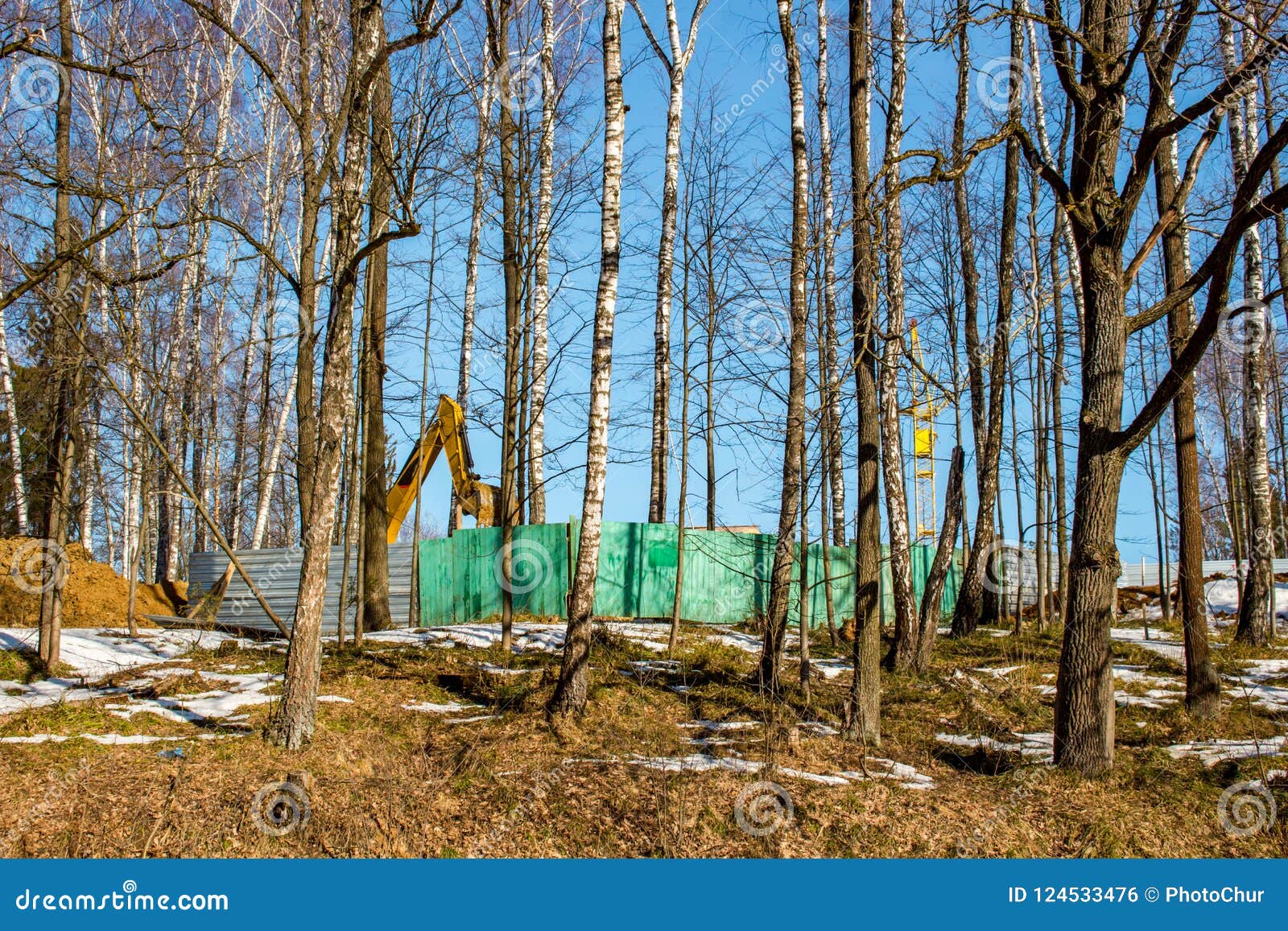 Construction Work in the Forest Area Stock Photo - Image of building ...