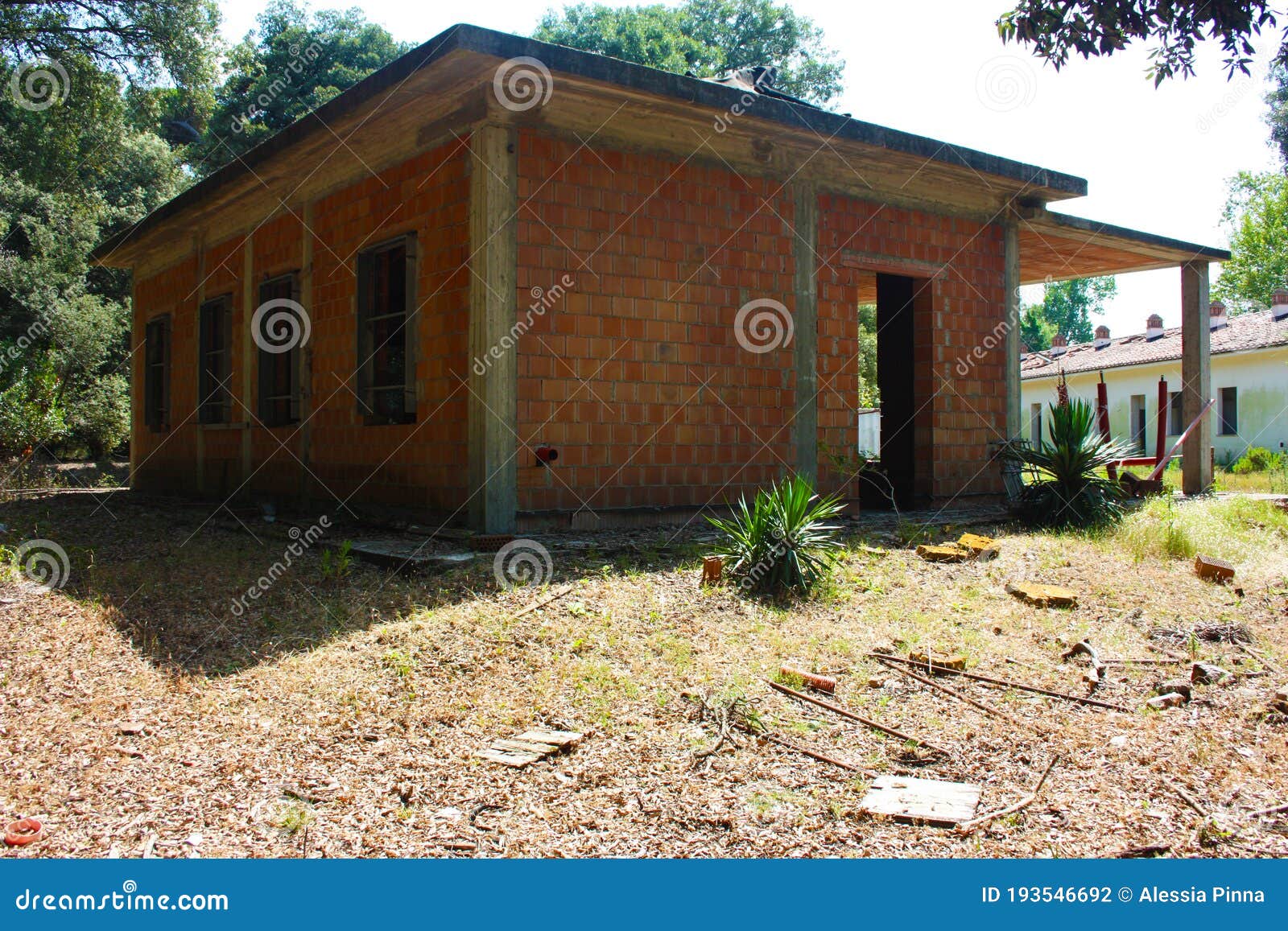 Construction Work in an Incomplete Red Brick and Concrete House with ...