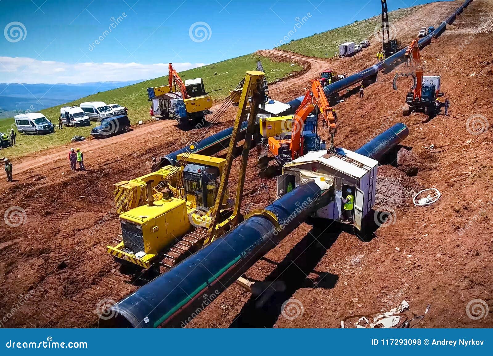 Construction Work on the Installation of the Pipeline. Gas Pipeline ...