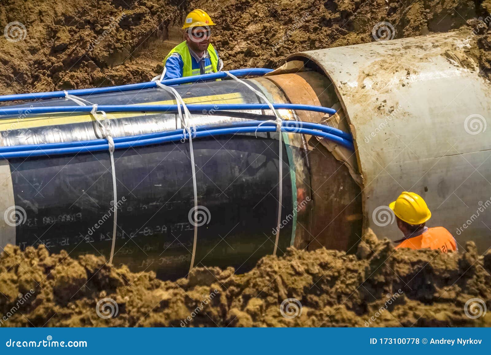 Construction Work On The Installation Of The Pipeline. Gas Pipeline ...