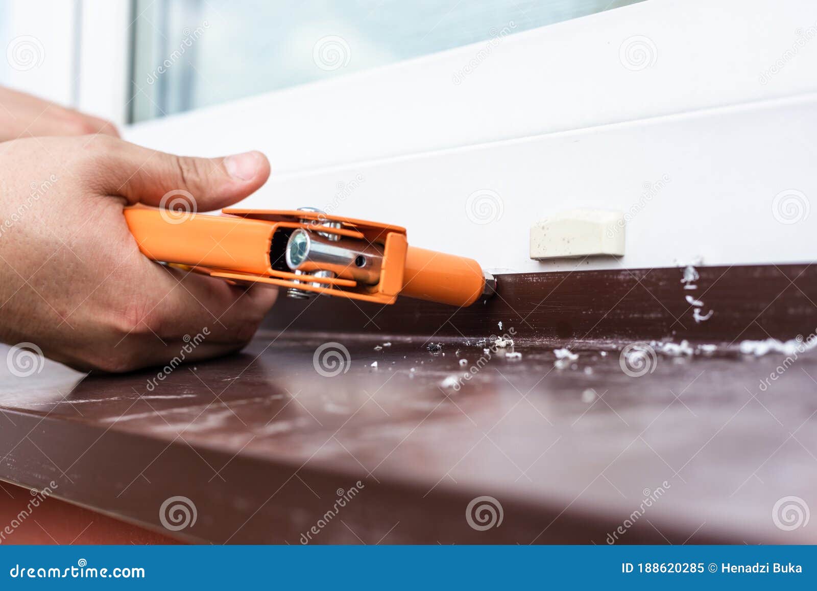 Construction Work - Installation of Rivets. Window Tint Repair. Plastic ...