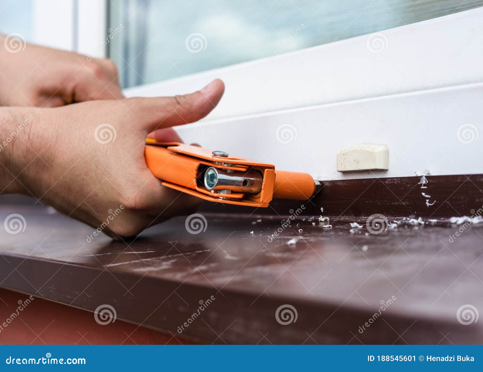 Construction Work - Installation of Rivets. Window Tint Repair. Plastic ...