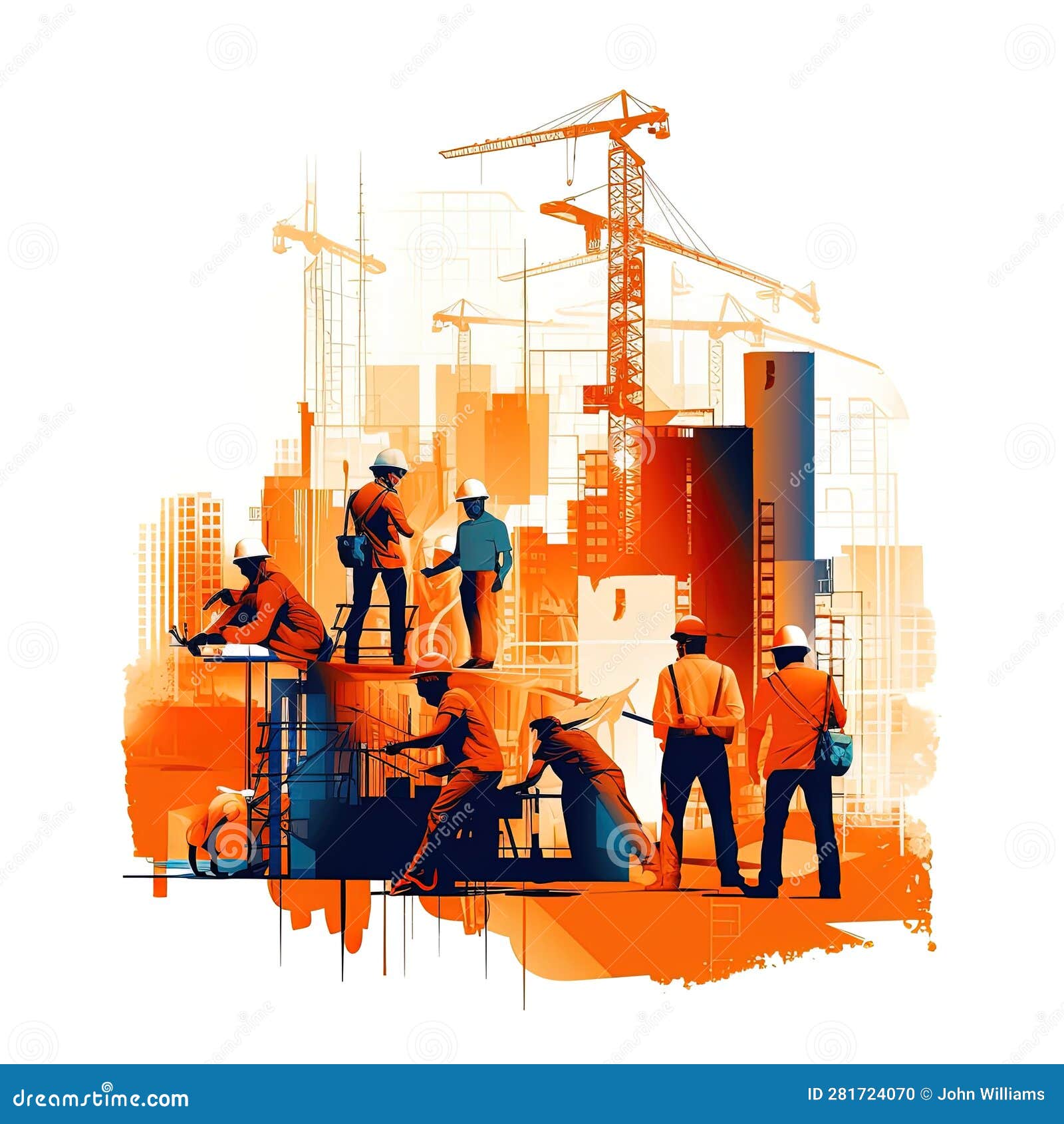 Construction Work on Labour Day Concept Art Stock Illustration ...