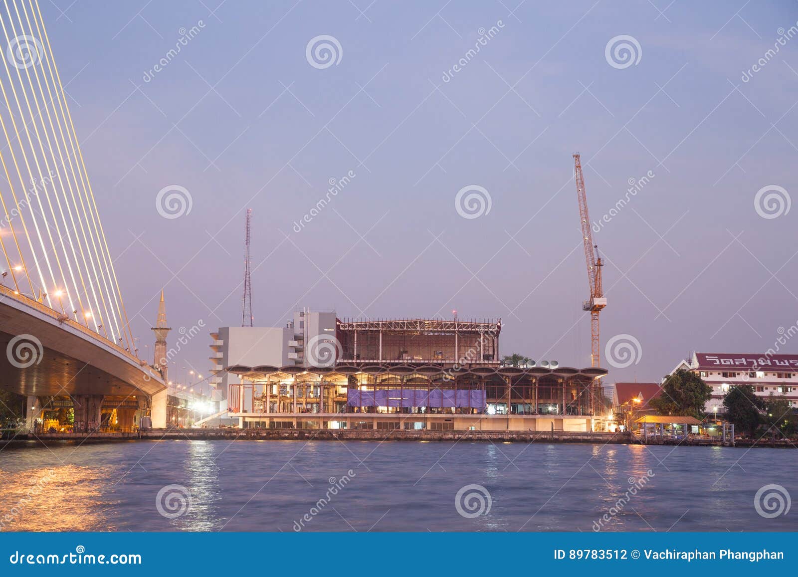 Construction Work Near the River. Stock Photo - Image of estate, solid ...