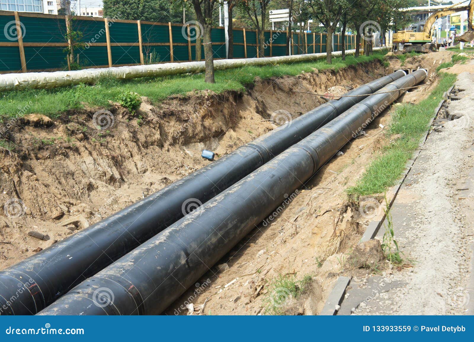 Construction Work. Workers. Pipe Laying. Repair of Communications Stock ...