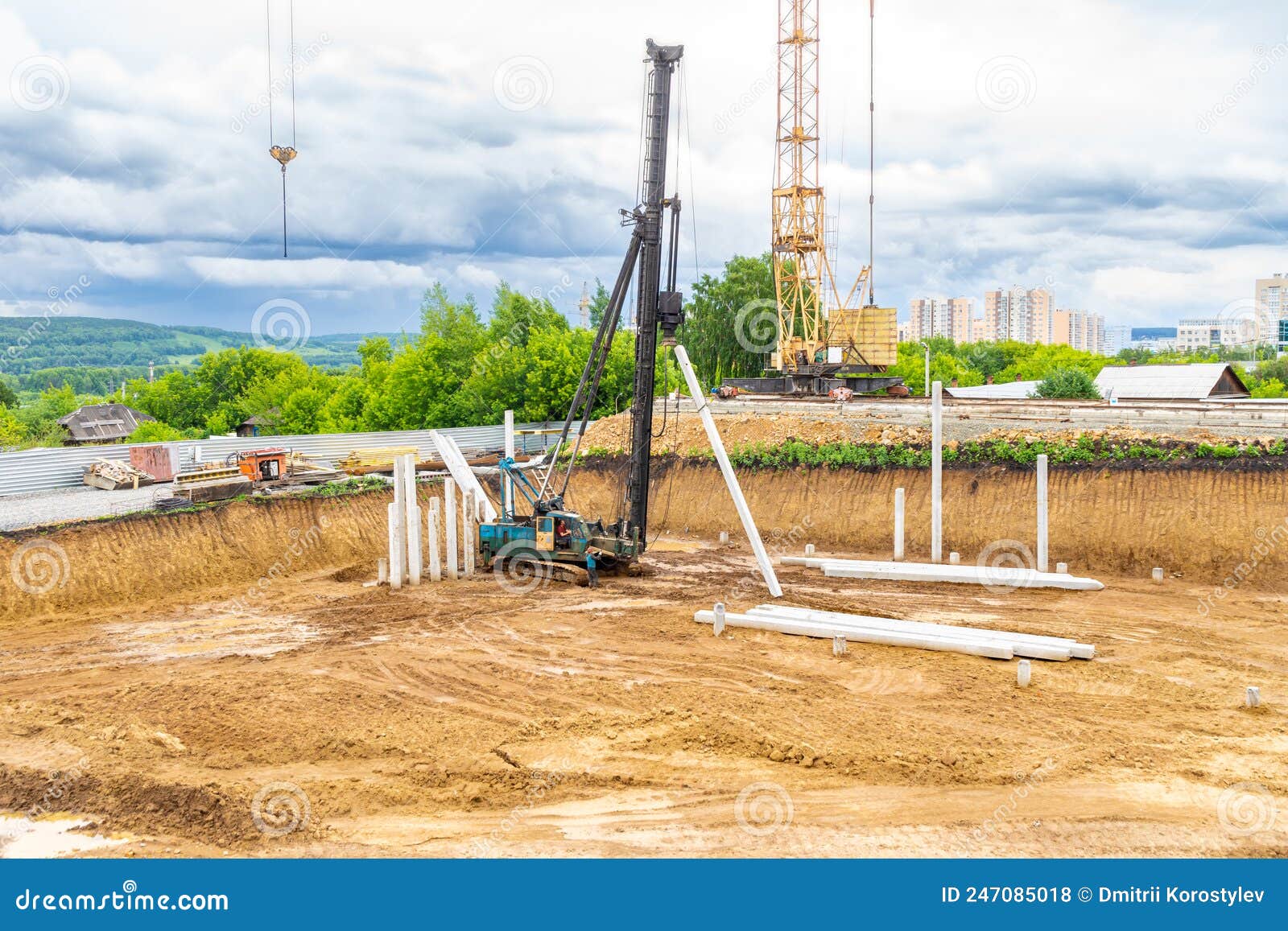 Construction Work in a Pit - a Pile Foundation for a Heavy Structure ...